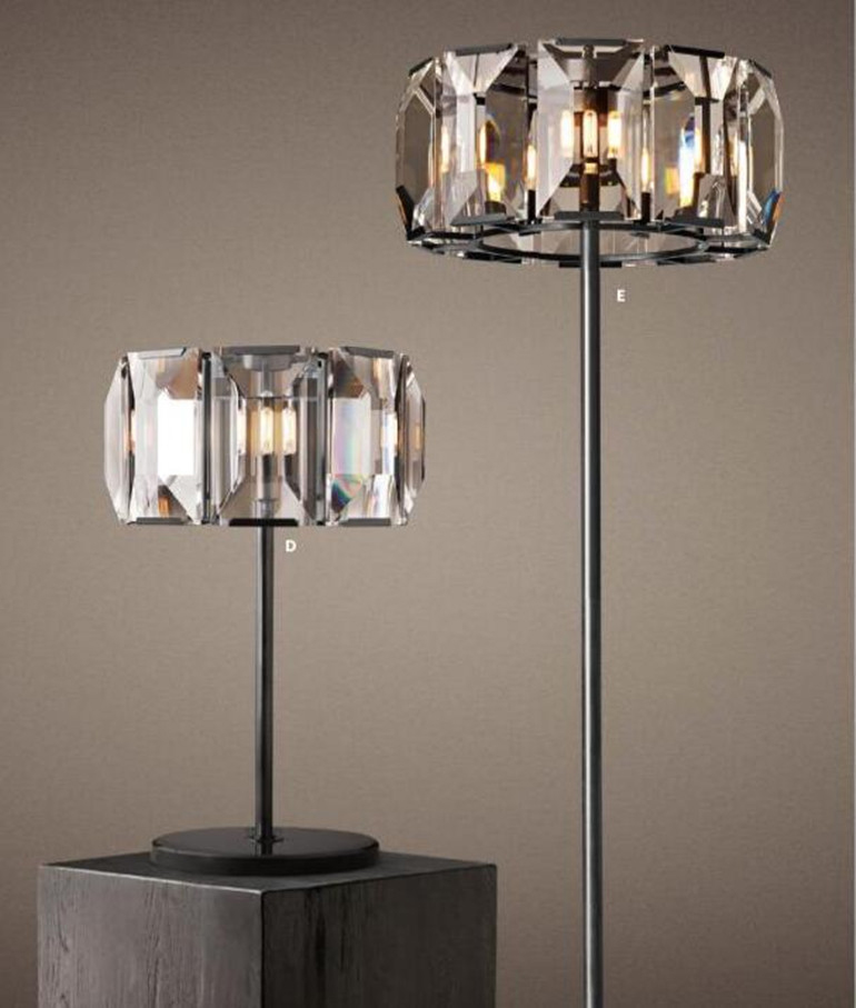Fumat Crystal Glass Rectangle Wrought Iron Table Lamp