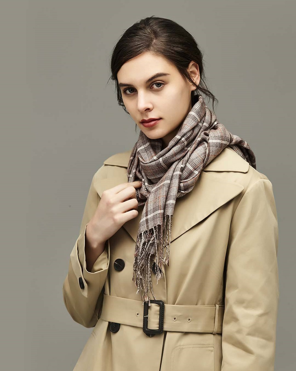 Xiaomi Youpin Instant Me Unisex Cashmere Plaid Scarf Coffee