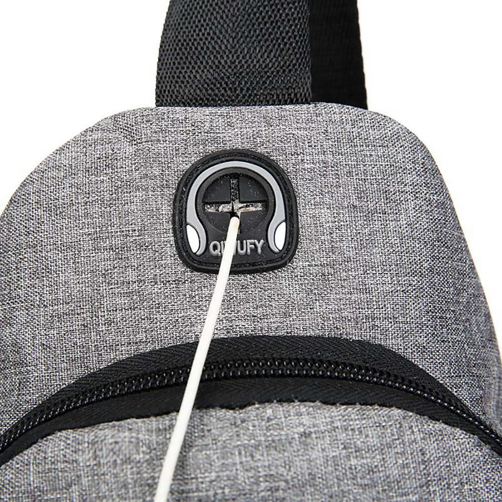Men's USB Charging Shoulder Bag Black