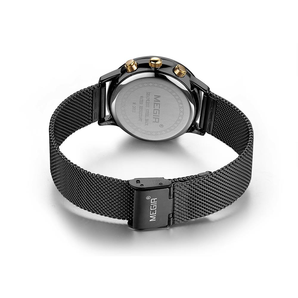 MEGIR ML2011L Women Quartz Watch Stainless Steel Strap Black