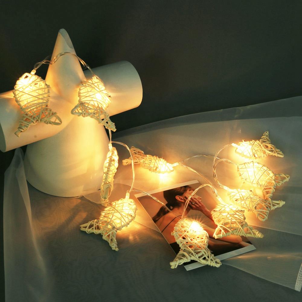 1.1M 10PCS Rattan Fish String Christmas Decoration Warm White