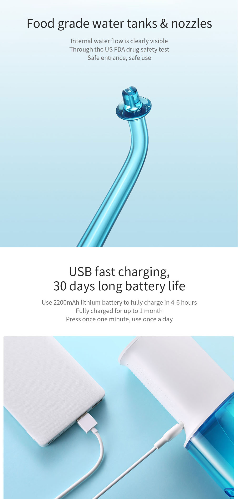 Xiaomi SOOCAS W3 Portable Electric Oral Irrigator Blue White