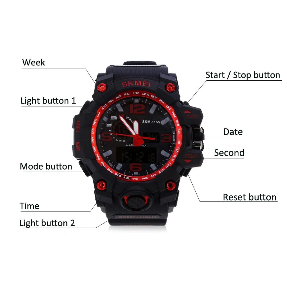 SKMEI 1155 Men LED Digital Quartz Watch Silicone Band Red Camouflage