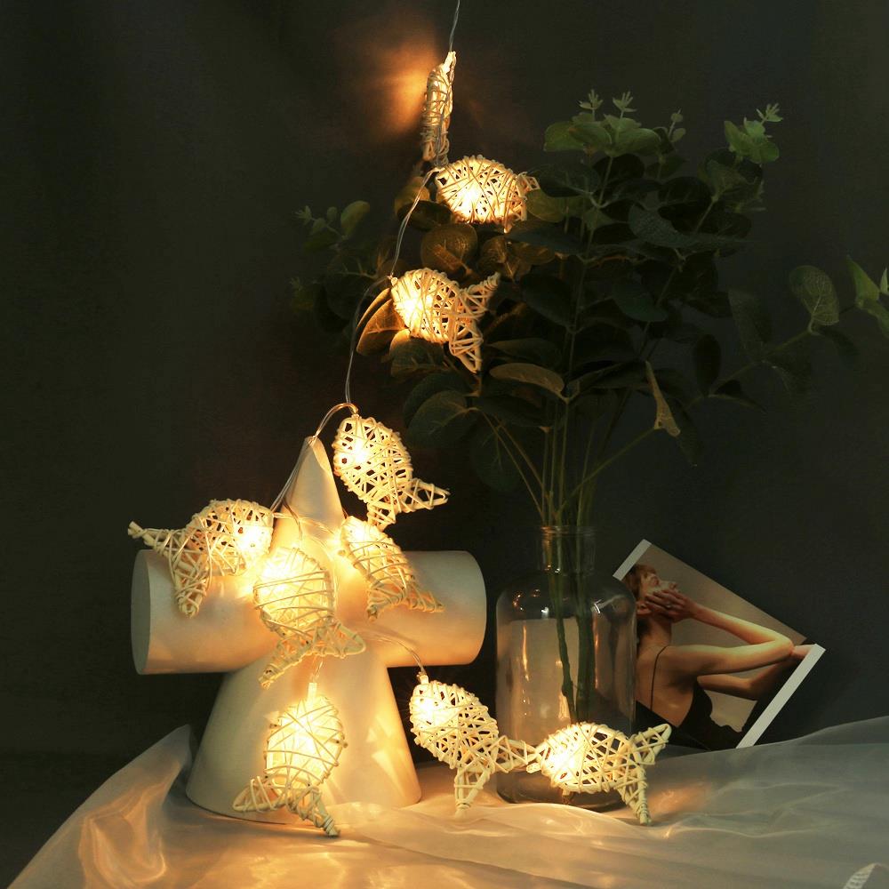 1.1M 10PCS Rattan Fish String Christmas Decoration Warm White