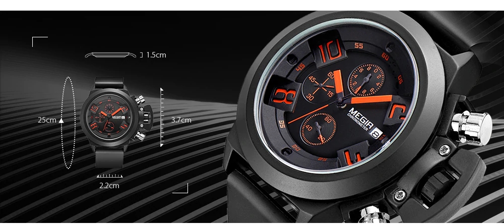 MEGIR 2002 Men Quartz Watch Analog Display Silicone Band White