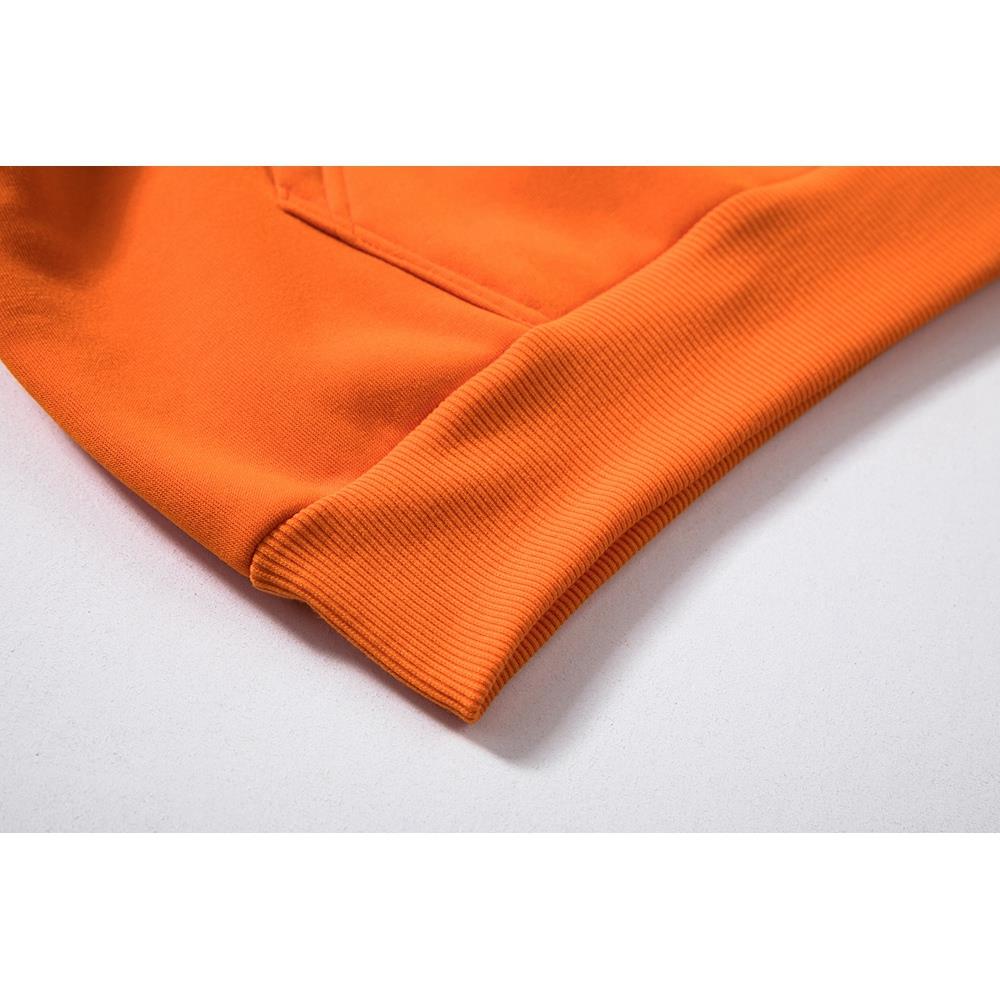 WY31 Men's Pocket Drawstring Cotton Hoodie Size M Orange