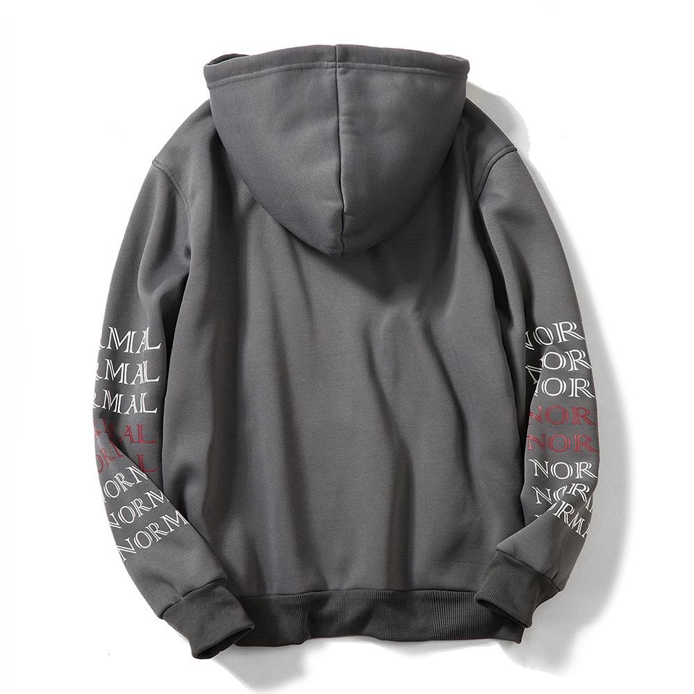 WY29 Men Long Sleeve NORMAL Letter Pattern Hoodie Size M Gray