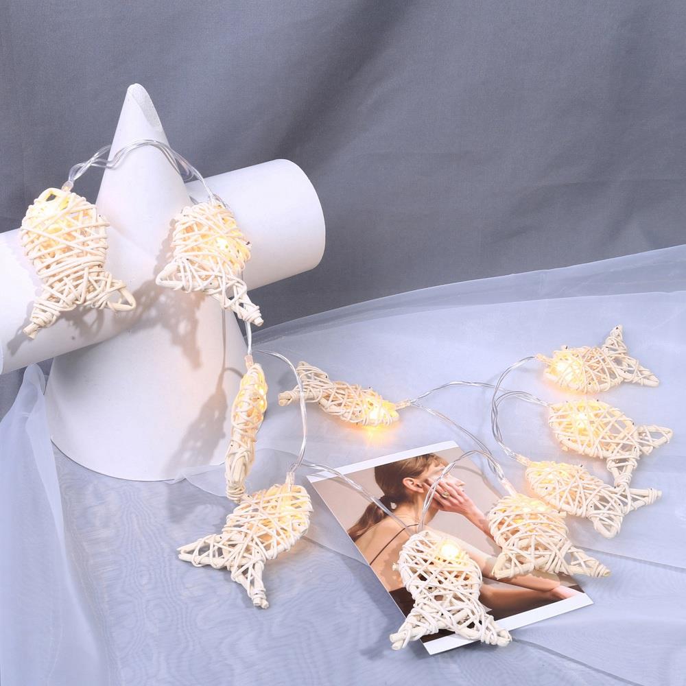 1.1M 10PCS Rattan Fish String Christmas Decoration Warm White