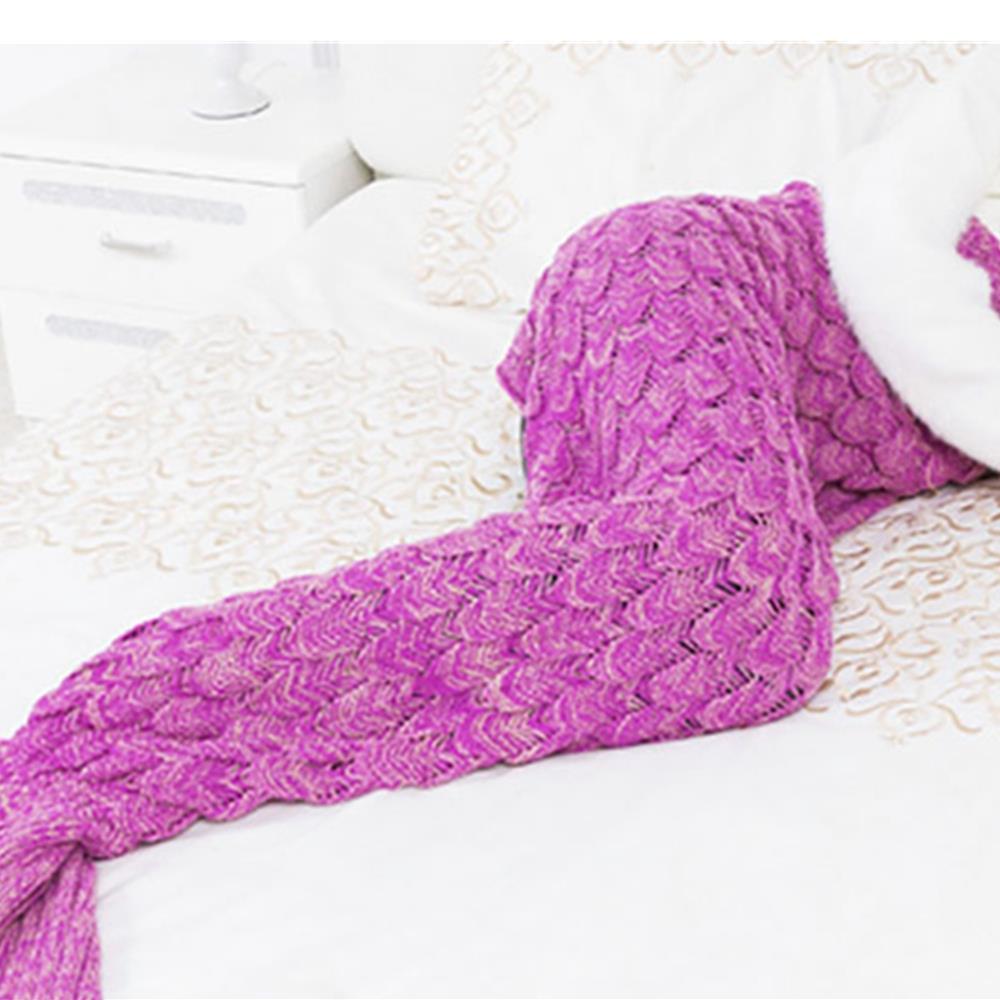 Mermaid Tail Fish Scales Knitting Sleeping Blanket Fuchsia Size 180