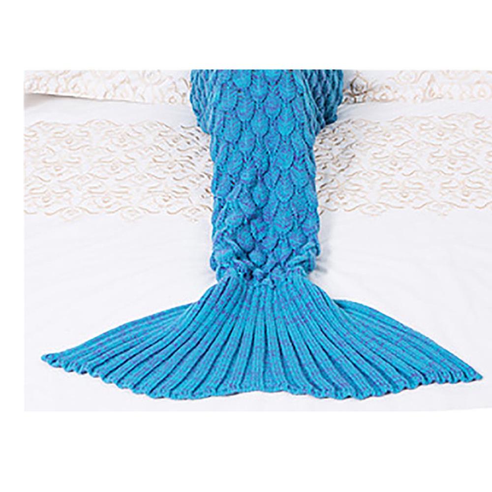 Mermaid Tail Fish Scales Knitting Sleeping Blanket Lake Blue Size 145
