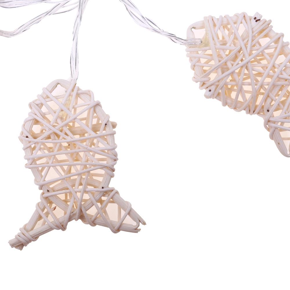 1.1M 10PCS Rattan Fish String Christmas Decoration Warm White