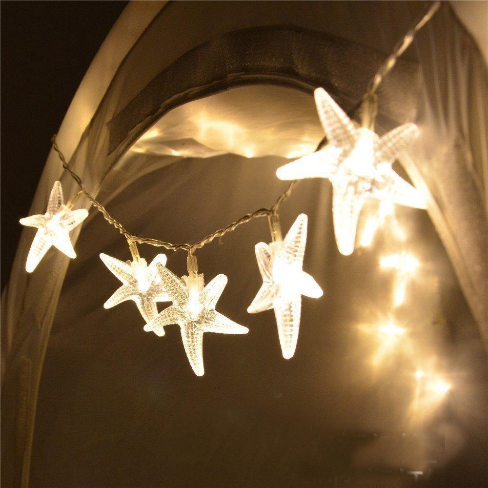 10PCS Starfish LED Battery LED String Lights Warm White