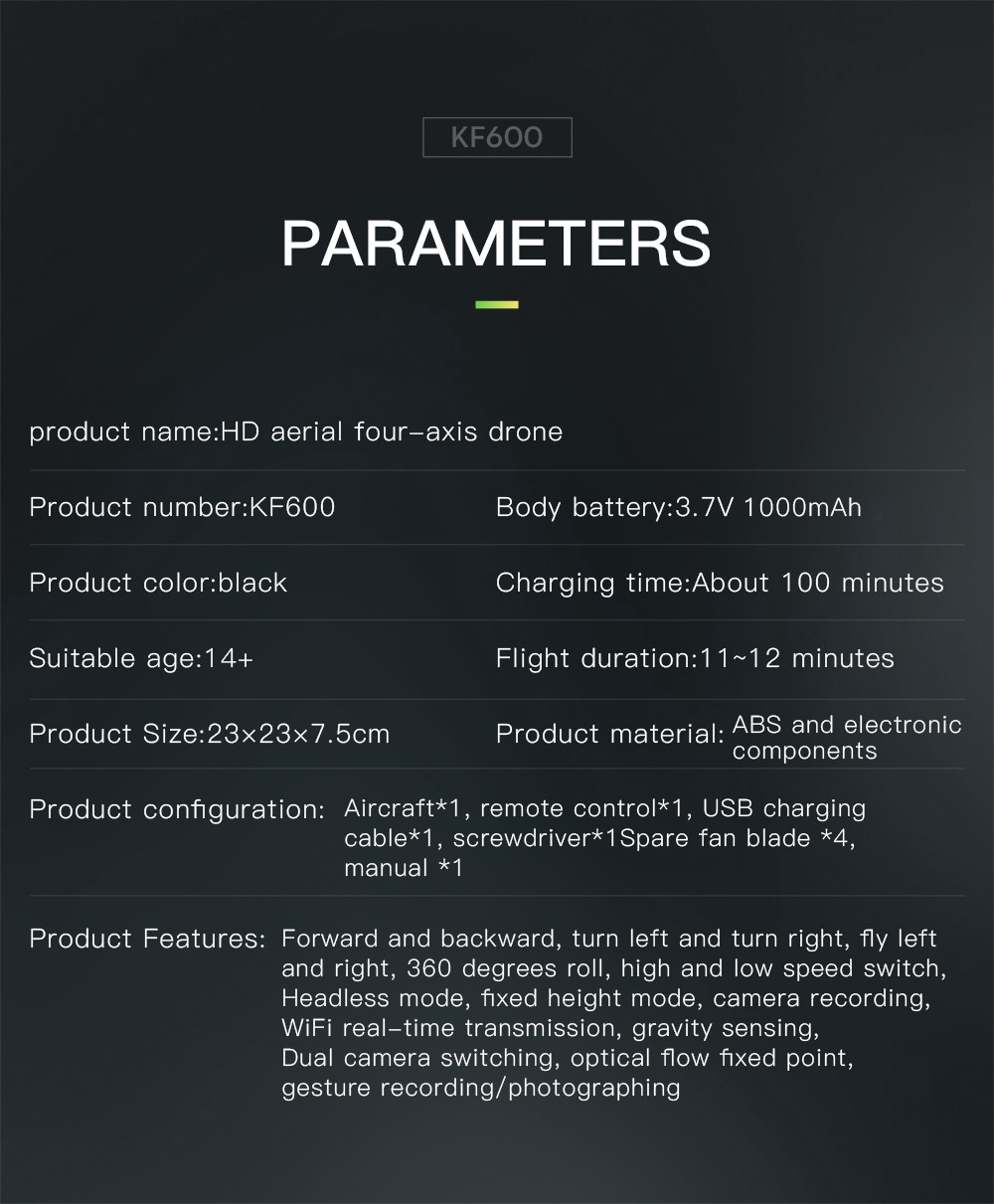 KF600 720P WiFi FPV RC Drone RTF