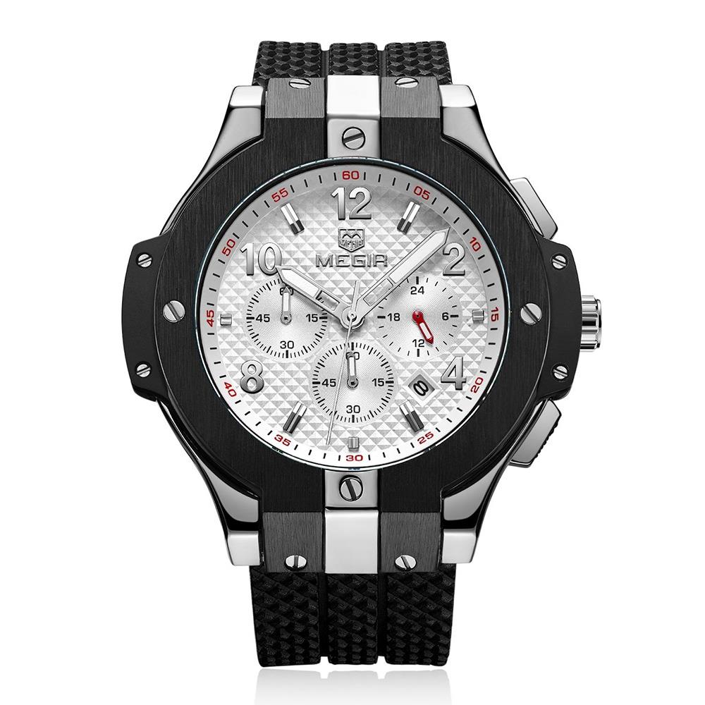 Men Large Dial Silicone Watch White