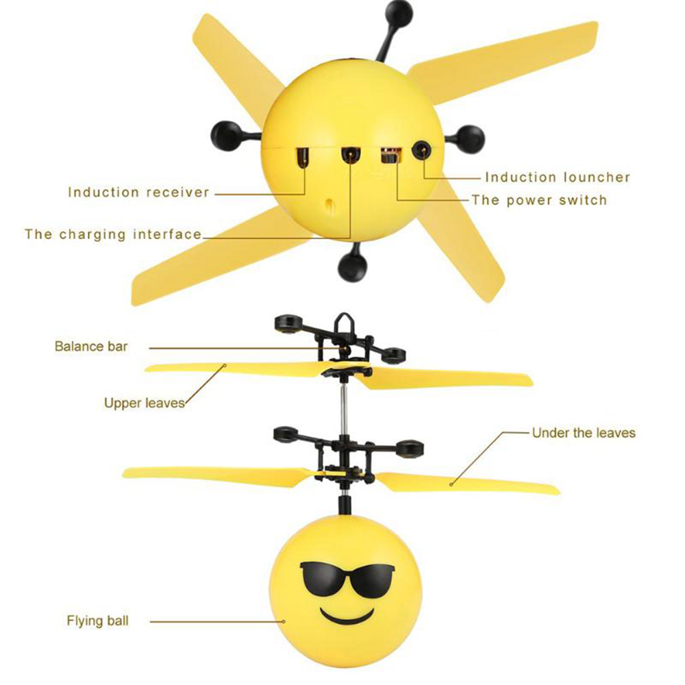Smiley Face Flying Ball Infrared Induction Mini Aircraft Helicopter