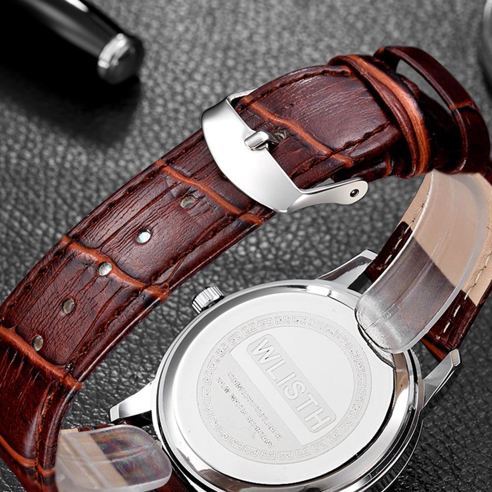 WLISTH Q355 Women Quartz Wrist Watch PU Leather Strap Pink White