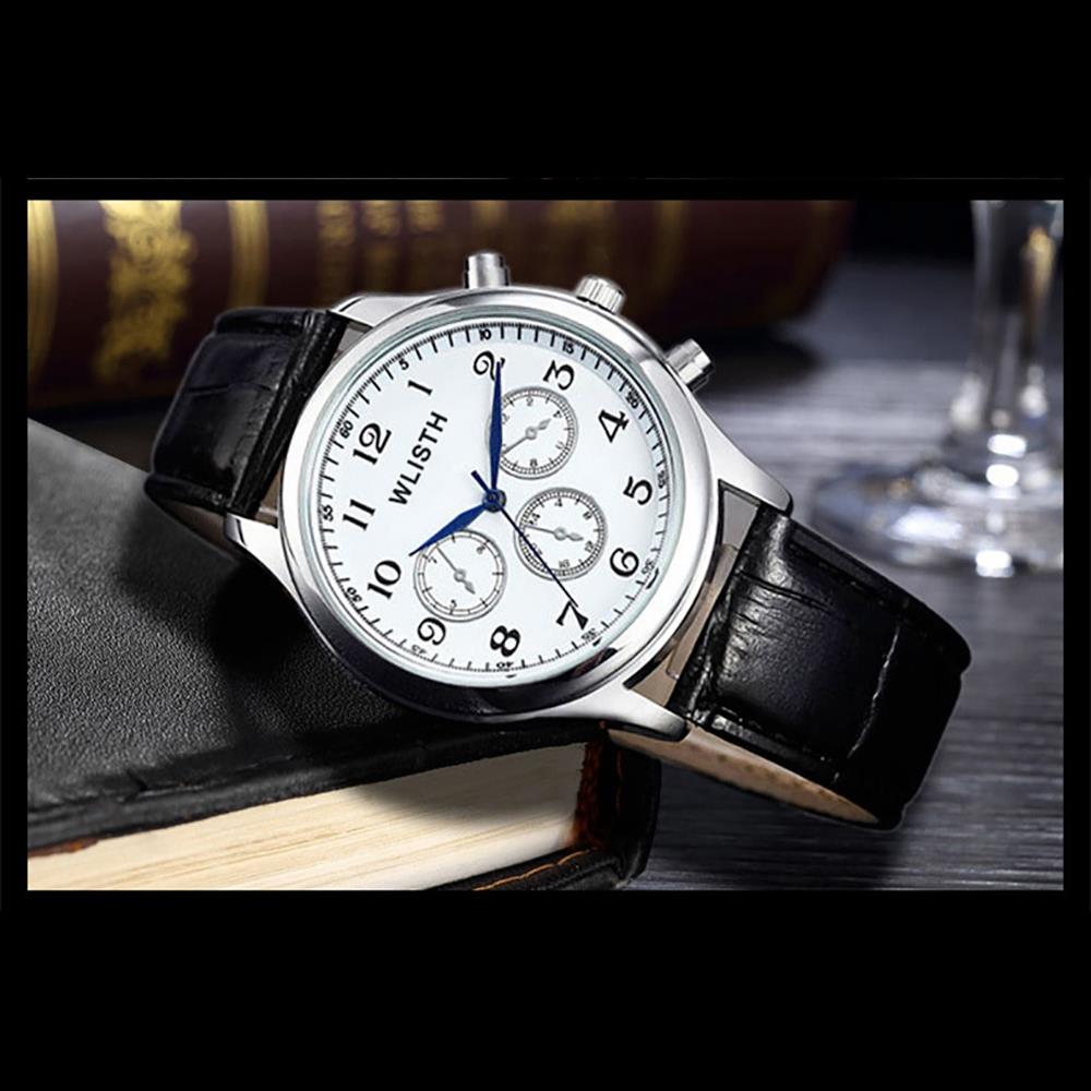 WLISTH P603 Men Quartz Wristwatch PU Leather Strap Brown White
