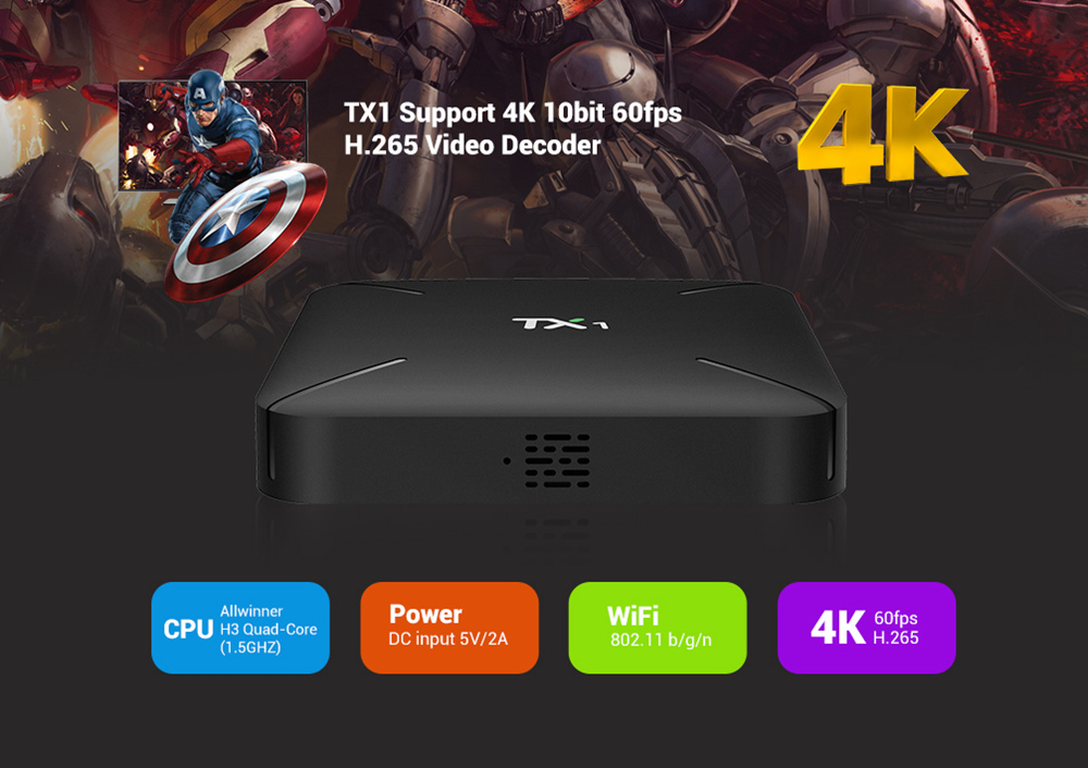 TANIX TX1 Allwinner H3 1GB/8GB Android 7.1 TV Box