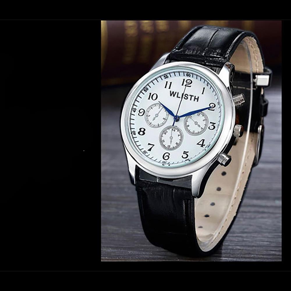 WLISTH P603 Men Quartz Wristwatch PU Leather Strap Brown White