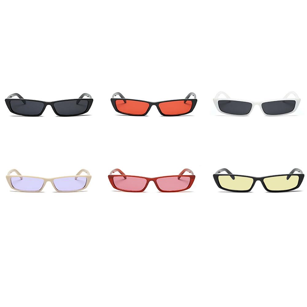 S17072 Women Vintage Sunglasses Rectangle Narrow Lens Black Red