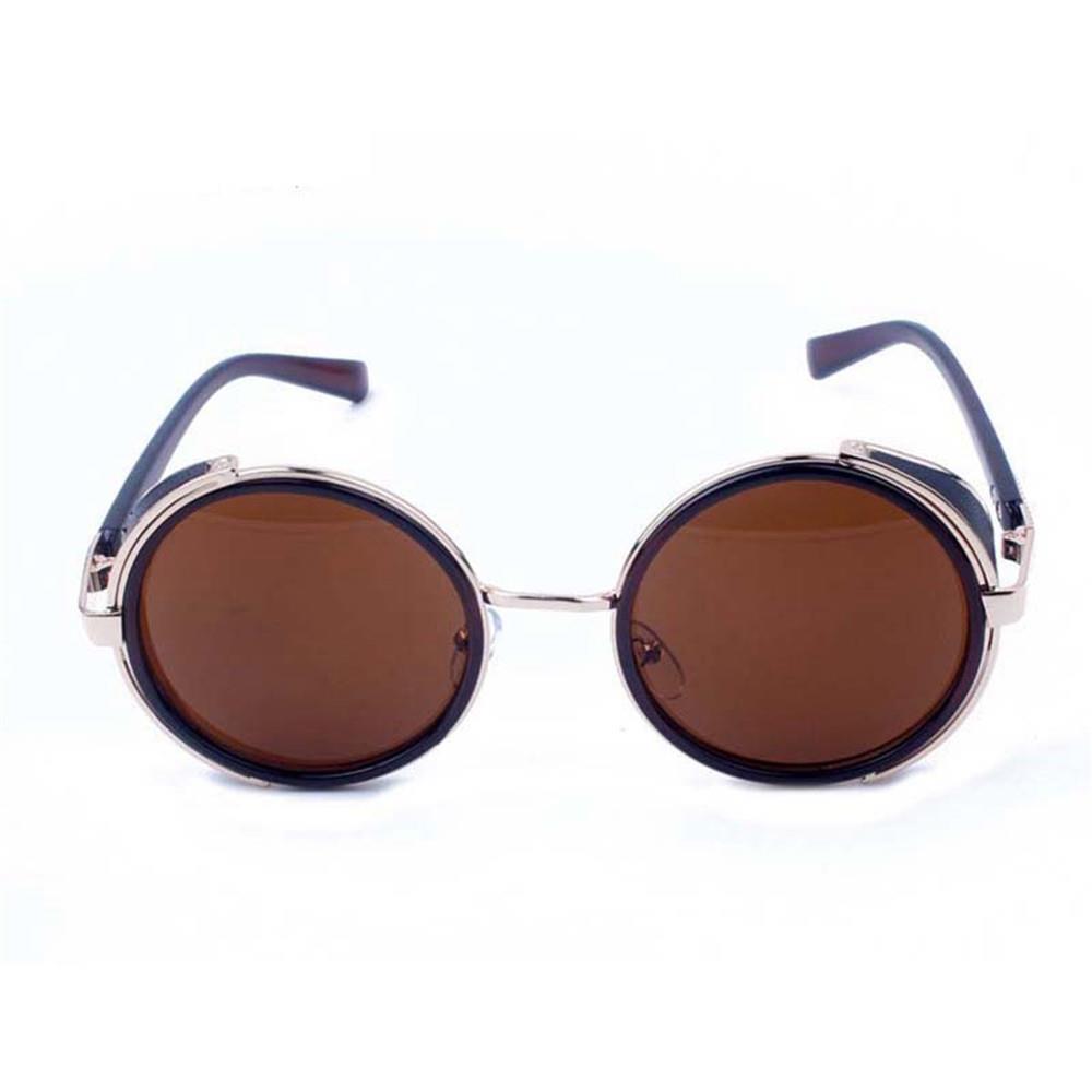 Round Metal Sunglasses Gold And Brown