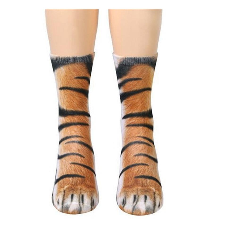 3D Printed Tiger Feet Animal Pattern Unisex Adult Socks Multicolor
