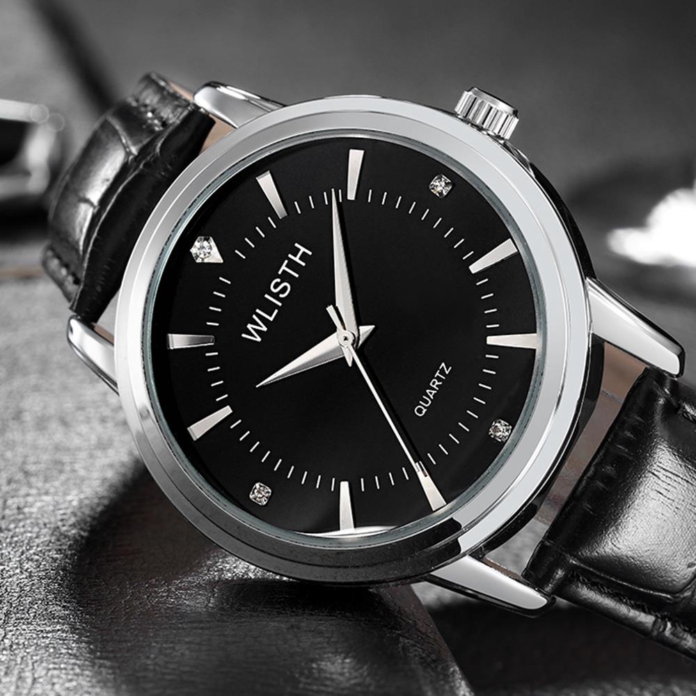 WLISTH Q355 Women Quartz Wrist Watch PU Leather Strap Black