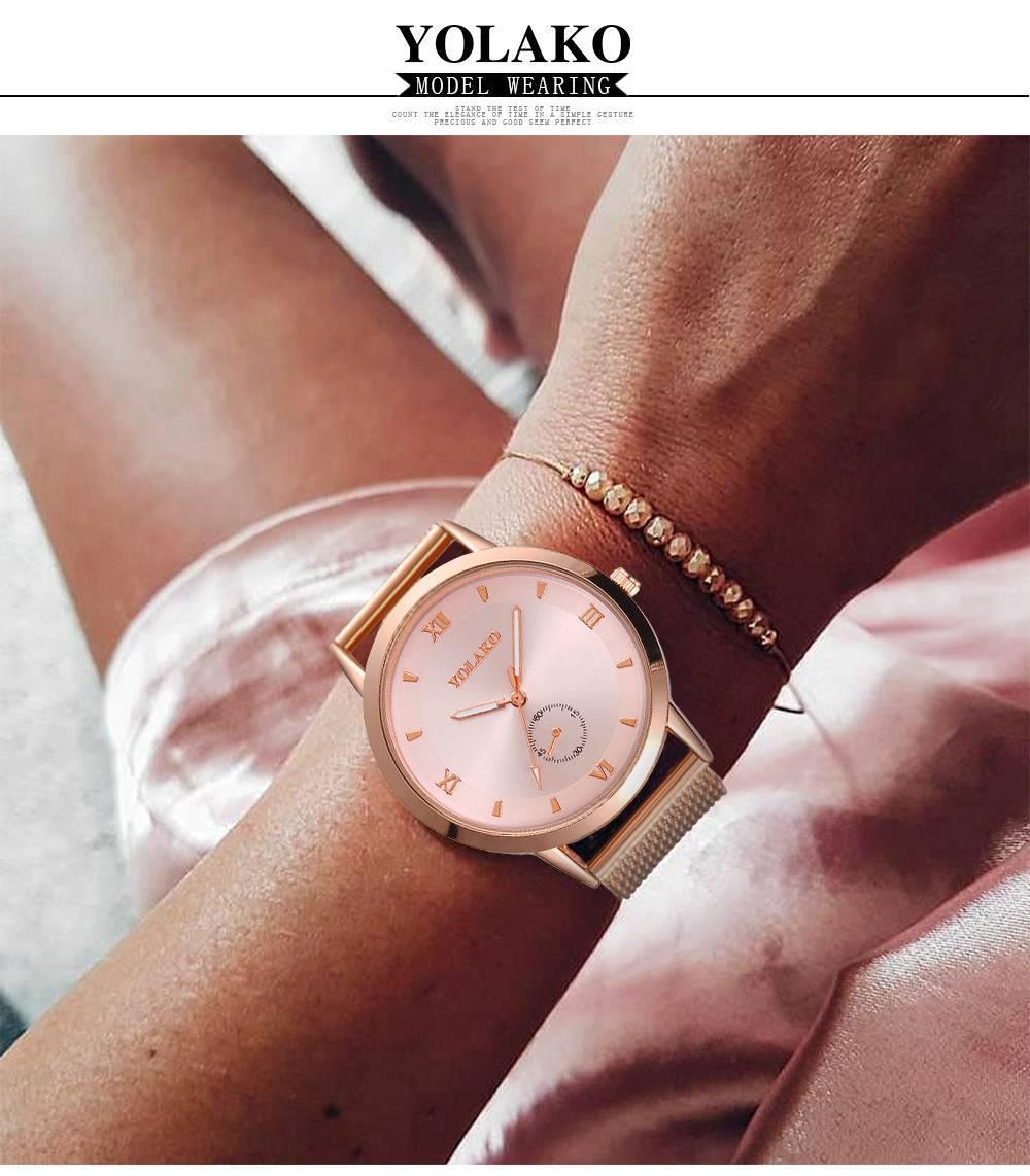 YOLAKO YK26 Women Casual Quartz Watch Rose Gold