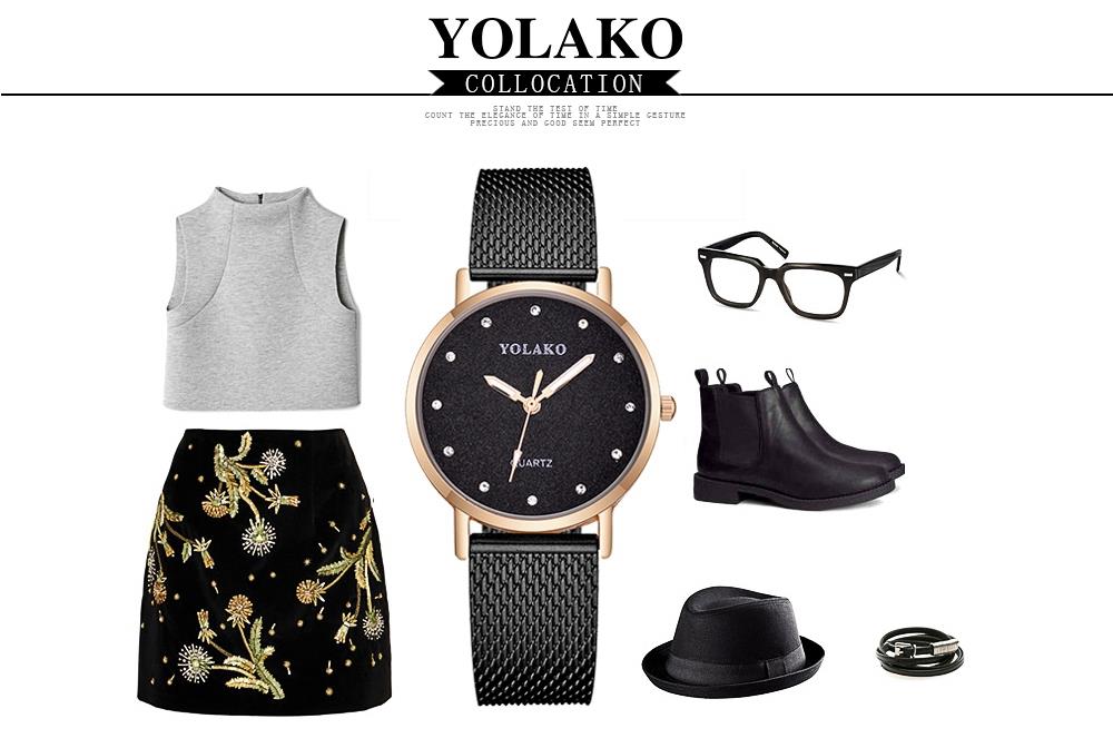 YOLAKO YK33 Women Quartz Watch Rose Gold light Blue