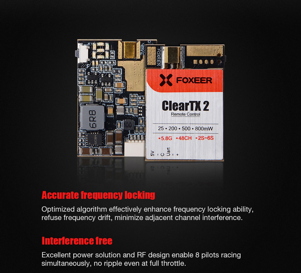 Foxeer ClearTX 2 5.8G 48CH Switchable Uart Remote Control VTX MMCX