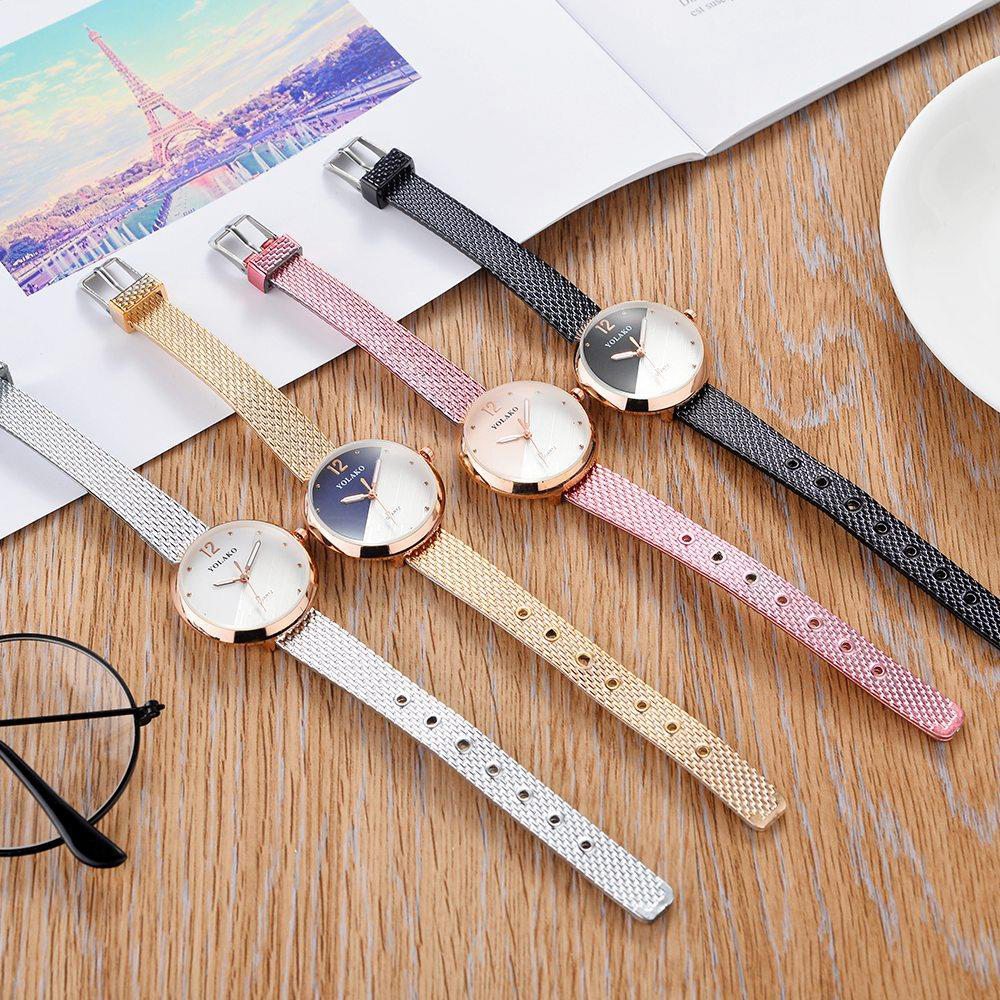 YOLAKO YK61 Women Mesh Belt Quartz Watch Rose Red