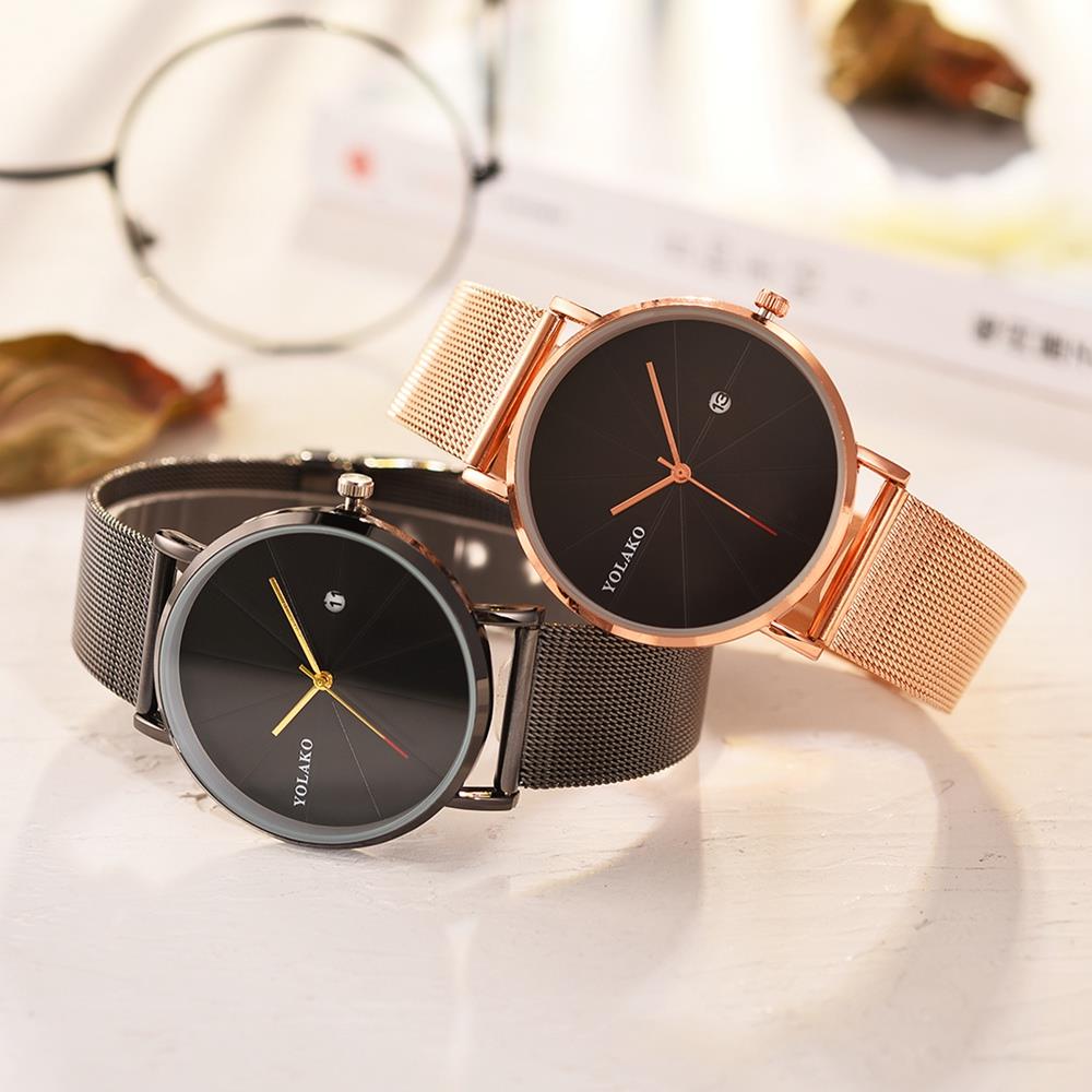 YOLAKO YK121G Casual Quartz Watch Black Rose Gold