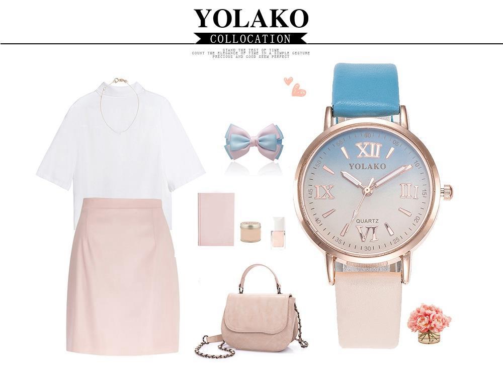 YOLAKO YL01 Women Casual Quartz Watch Blue Beige