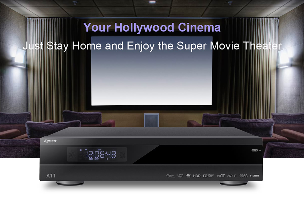 Egreat A11 Hi3798CV200 3D Blu-ray Media Player Dolby Atoms DTS X