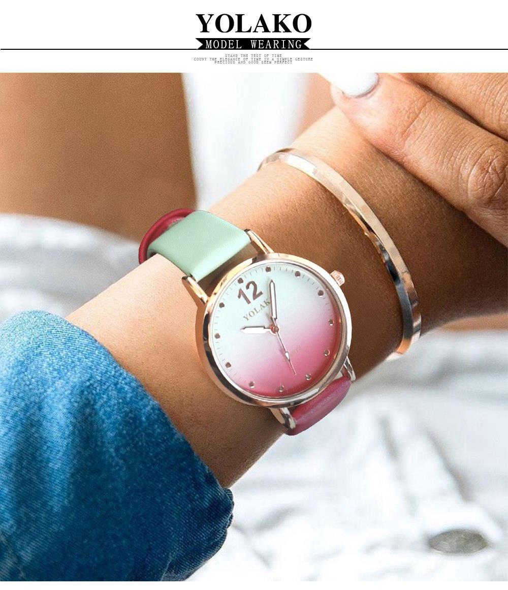 YOLAKO YK64 Women Quartz Watch Pink Grey