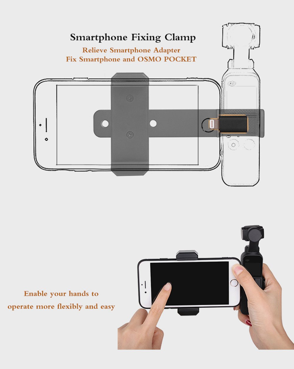 Sunnylife Phone Fixing Clamp + Extension Rod + Tripod