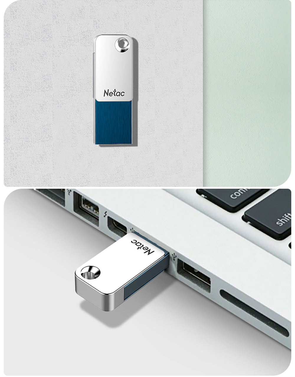 Netac U329 16GB USB Flash Drive Silver Blue