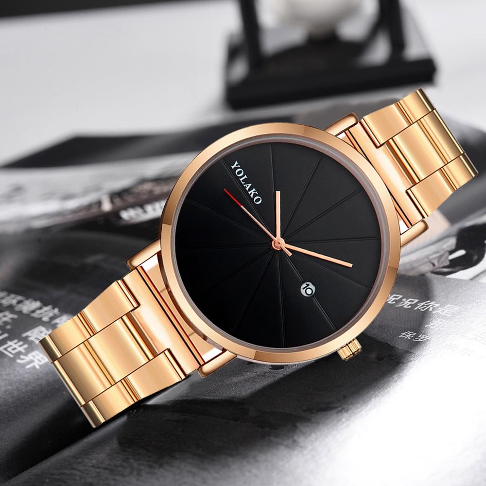 YOLAKO YK122 Casual Quartz Watch Black Rose Gold