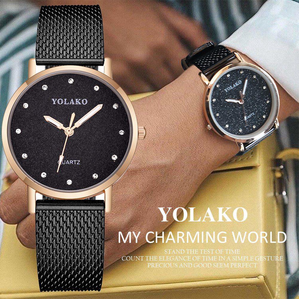 YOLAKO YK33 Women Quartz Watch Rose Gold Dark Blue