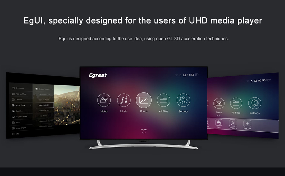 Egreat A11 Hi3798CV200 3D Blu-ray Media Player Dolby Atoms DTS X