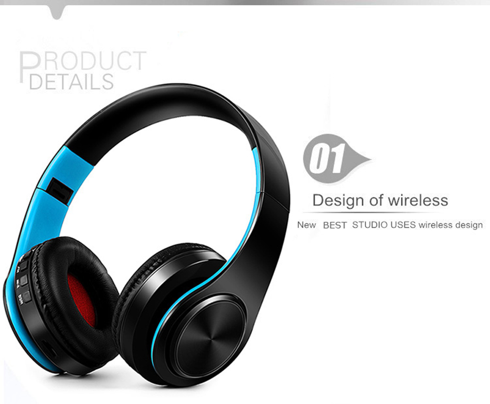 M3 Foldable Wireless Bluetooth Headphones Blue Black