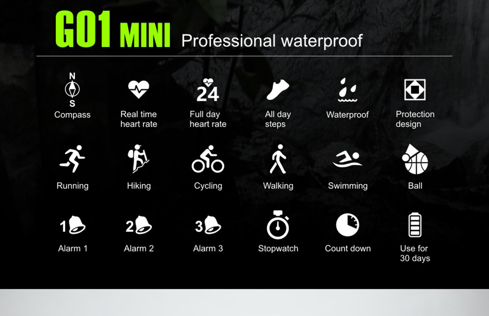 Makibes Mini G01 Sports Smartwatch Dynamic 5ATM 30 Days Standby Golden