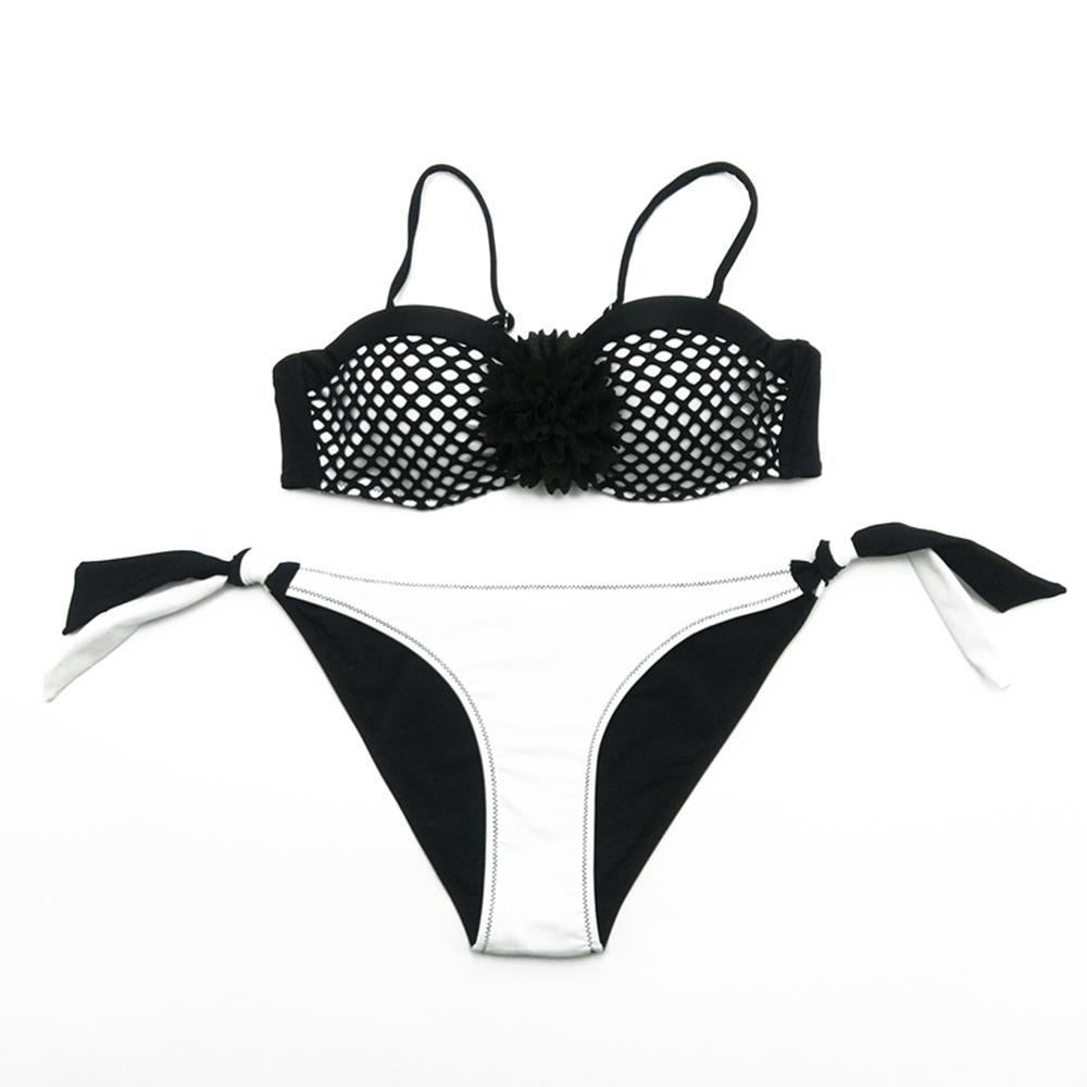BK87 Women Two-piece Mesh Swimsuit Size L - Black