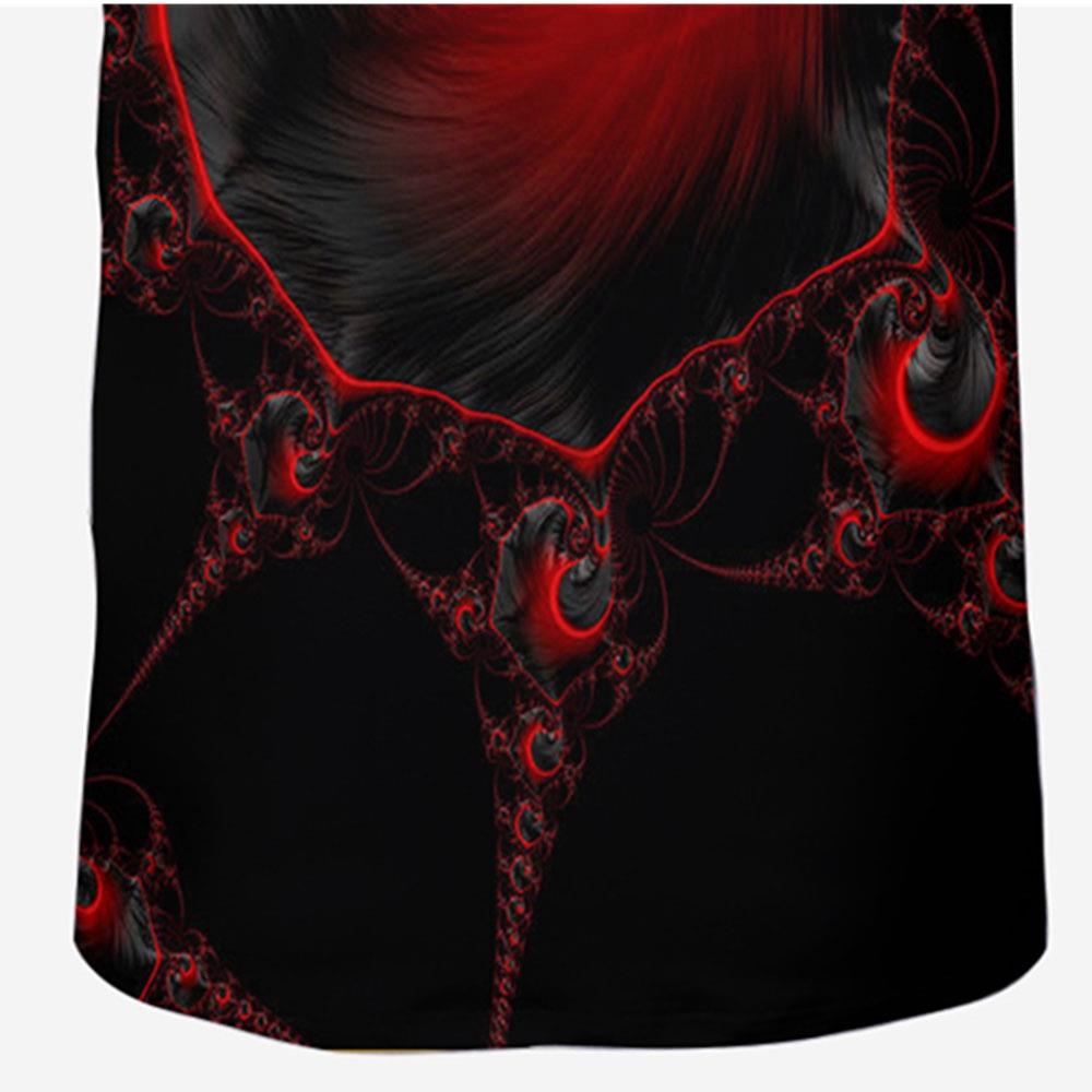 FD26 Men 3D Printed Short Sleeve Round Neck Tops Size M Red