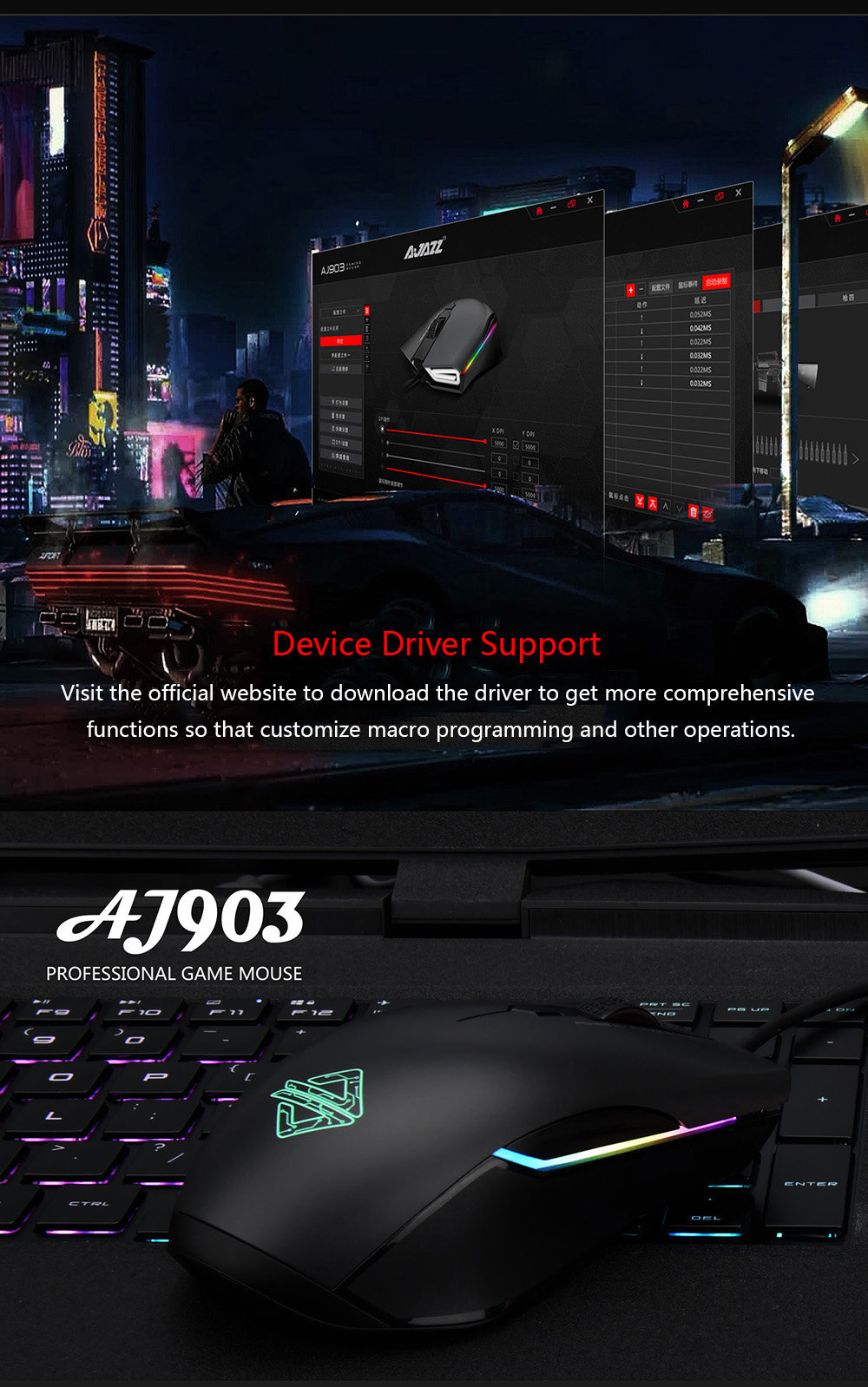 Ajazz AJ903 Wired RGB Gaming Mouse Black