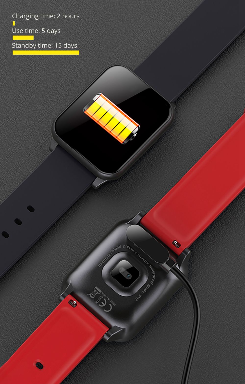 Makibes B02 Smartwatch Blood Pressure Color UI Wristband Purple