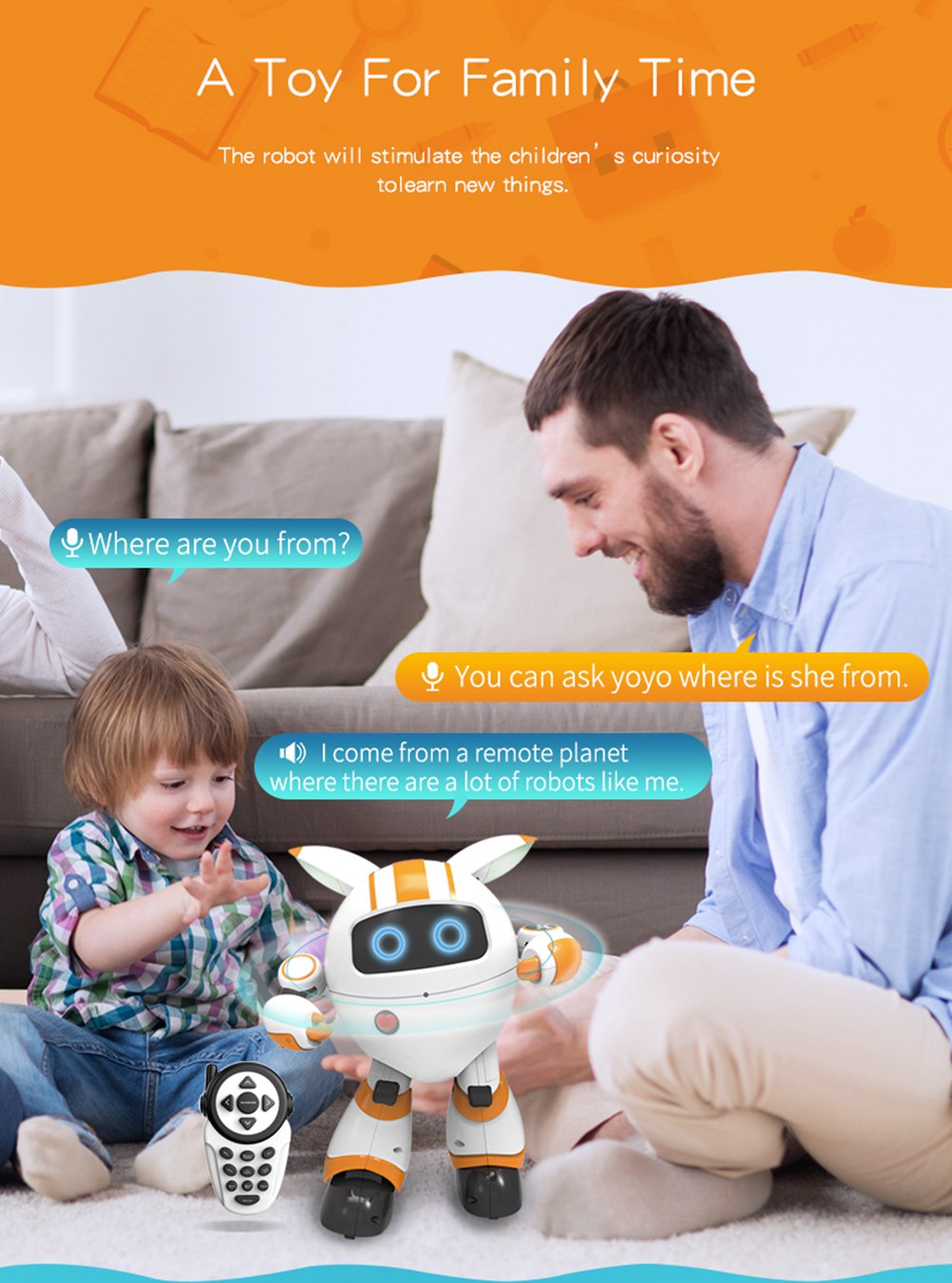 JJRC R14 KAQI-YOYO RC Robot Blue