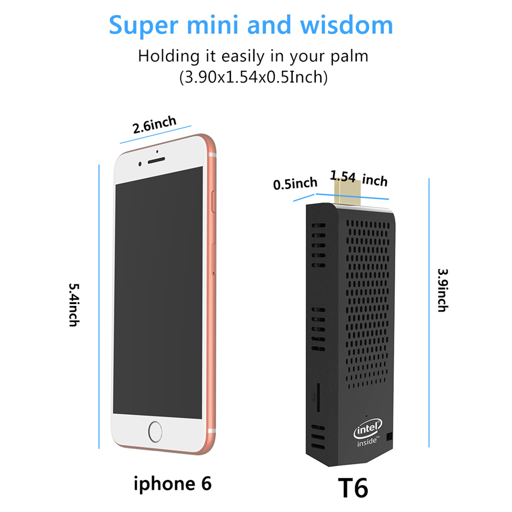T6 Intel Atom x5-Z8350 Windows10 2GB/32GB 4K Mini PC