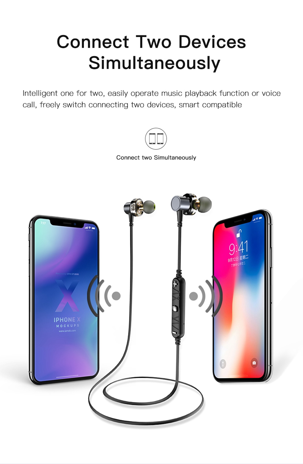 AWEI X660BL Bluetooth Earphones Black