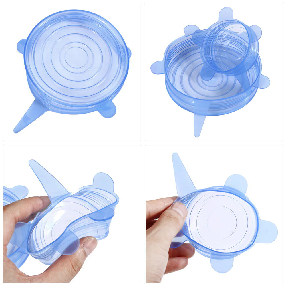 6PCS Reusable Silicone Stretch Storage Lids Blue